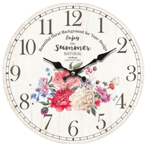 Zegar ścienny „Enjoy the Summer” – shabby chic z kwiatami - Karuzela ...